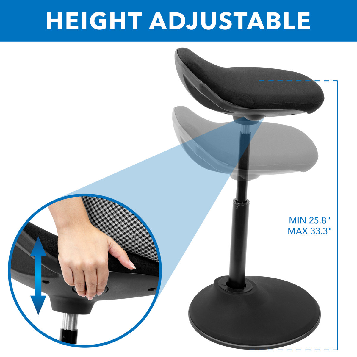 Mount-It! Height Adjustable Ergonomic Sit Stand Stool, Leaning Chair for Standing Desk, 360 ...